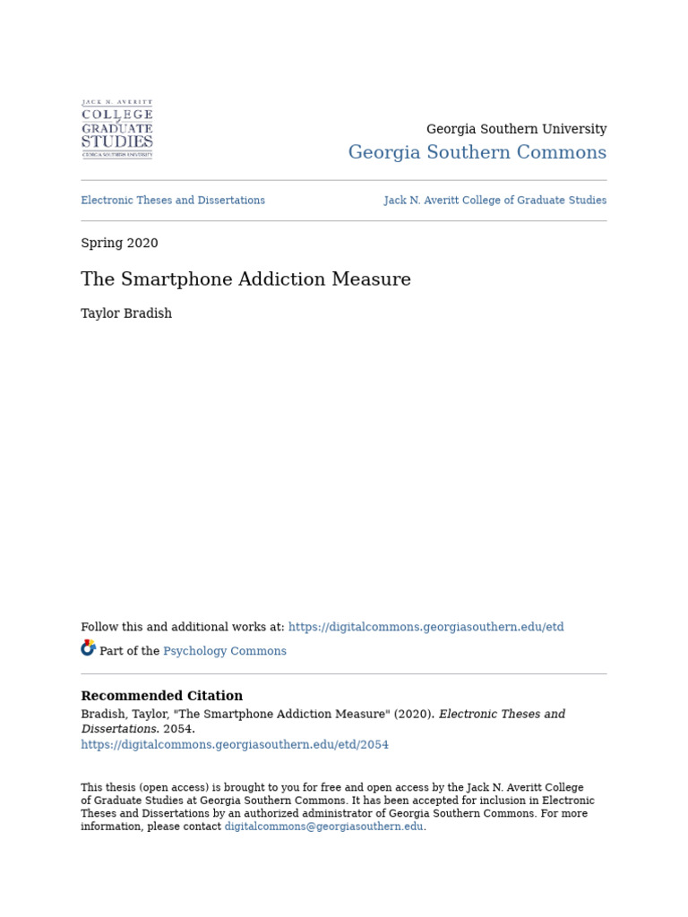 The Smartphone Addiction Measure | PDF | Mental Disorder | Thesis