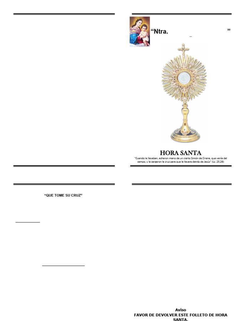 Hora Santa: Reflexión y Adoración | PDF | eucaristía | orador del Señor