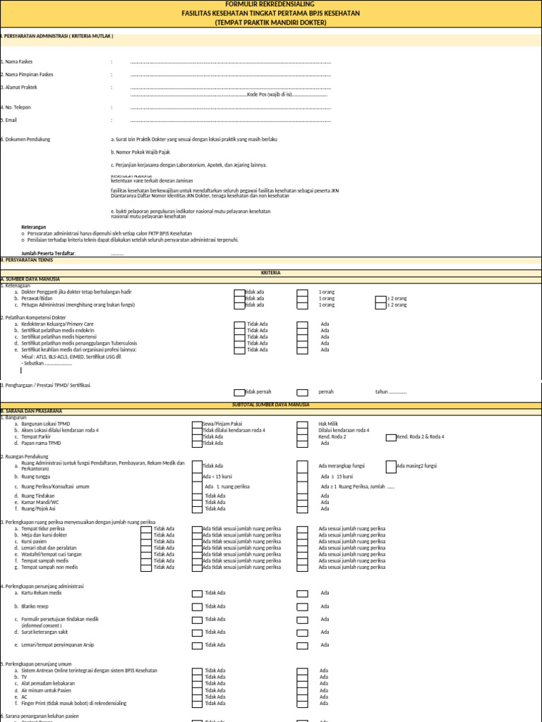 Form Self Assesment - TPMD | PDF