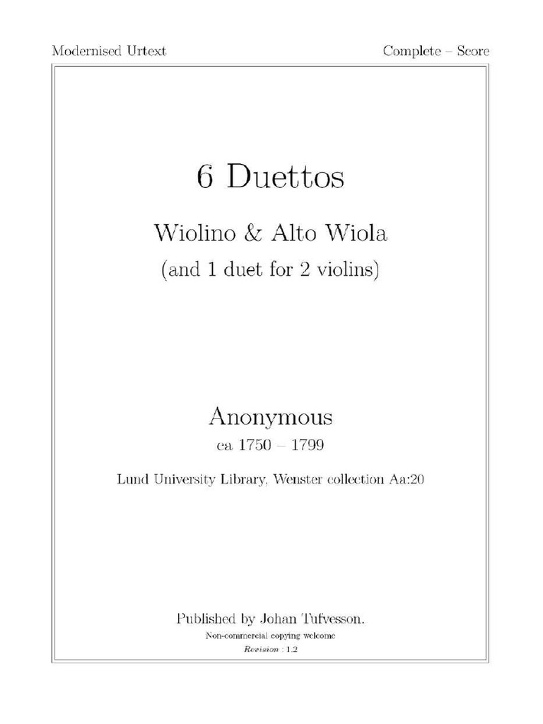 Score Duets Violin Viola | PDF