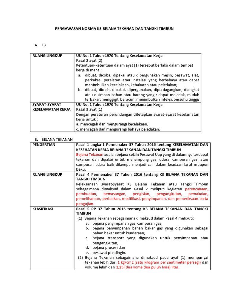 Pengawasan Norma K3 Bejana Tekanan Dan Tangki Timbun | PDF