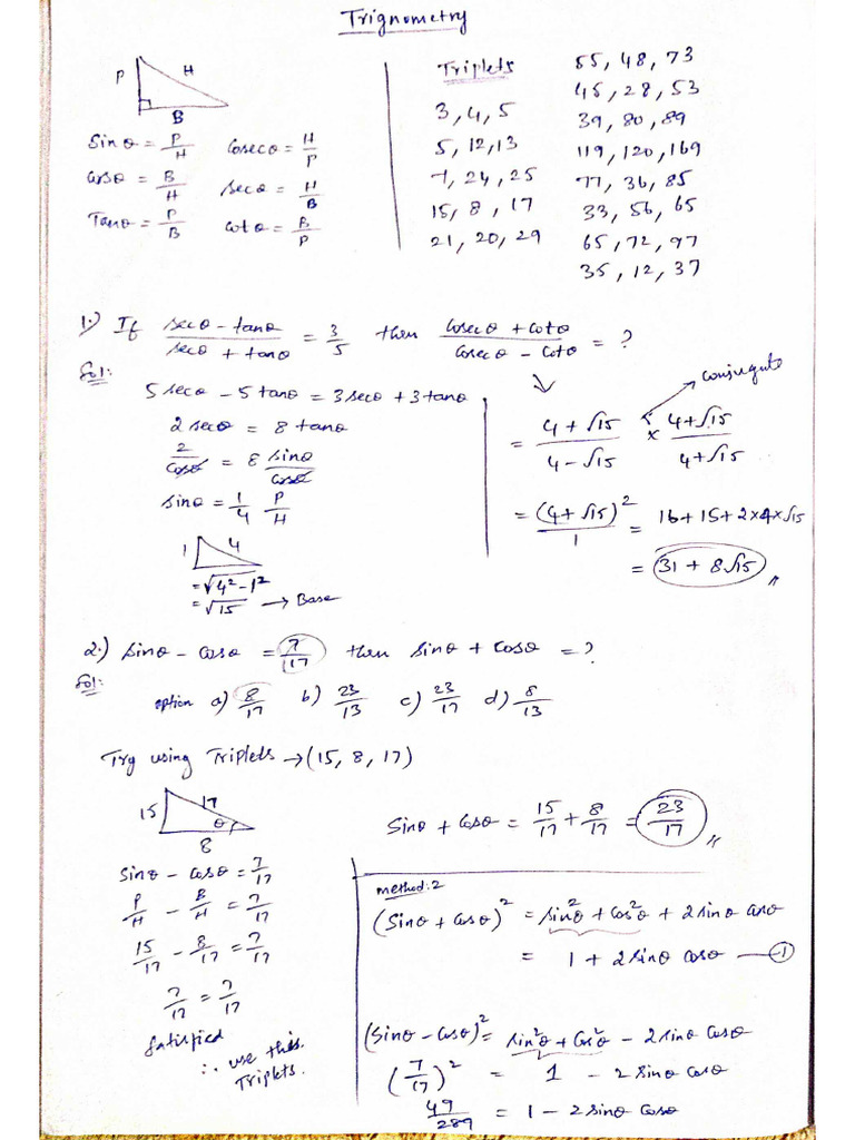 Trigonometry Pyq | PDF