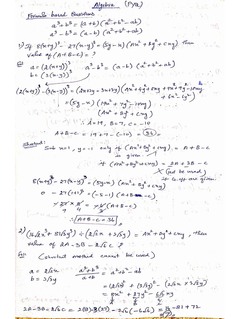 Algebra Pyq | PDF