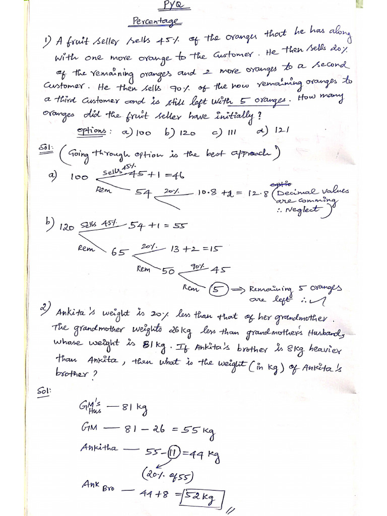 Percentage Pyq | PDF