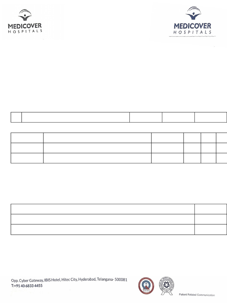 Medicover Hospital Bill Summary | PDF