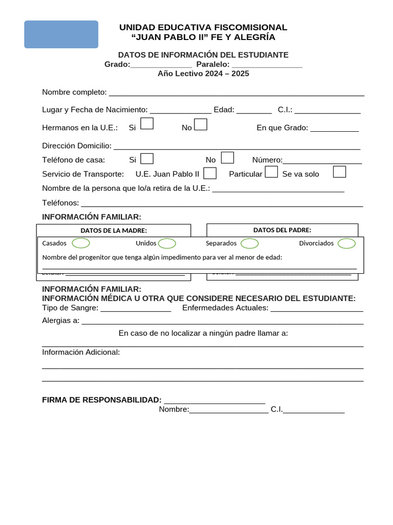 Ficha de Estudiante | PDF