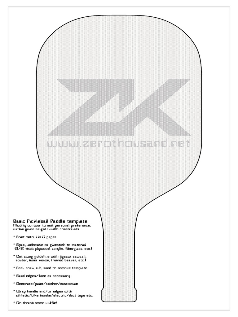 Pickle Ball Paddle Template | PDF