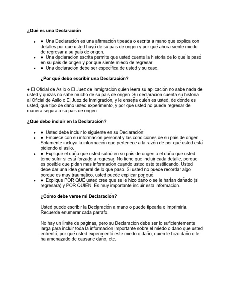 Guía para Escribir una Declaración de Asilo | PDF