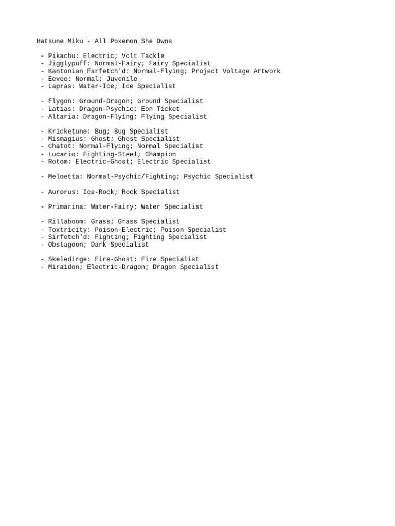 Miku's Pokémon Collection | PDF