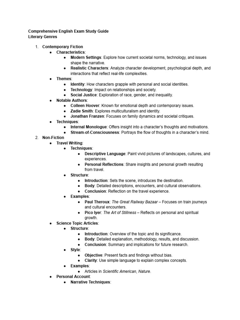English Exam Study Guide | PDF