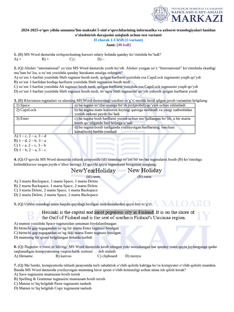 5-Sinf CHSB-II | PDF