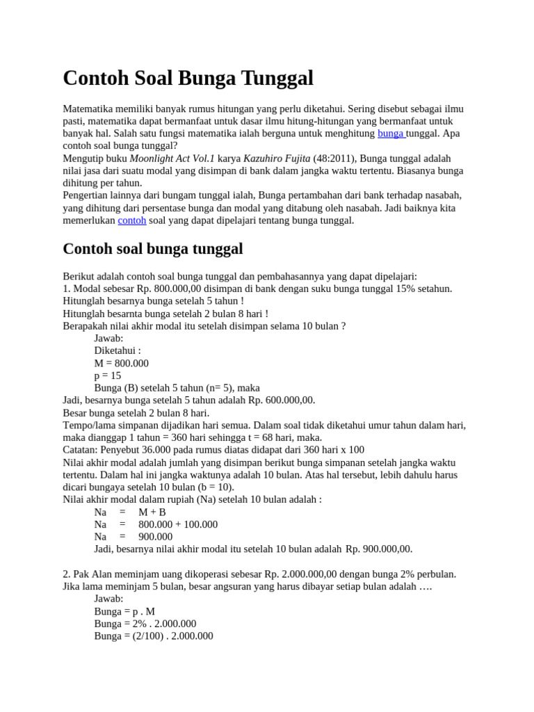 Latihan Contoh Soal Bunga Bank | PDF