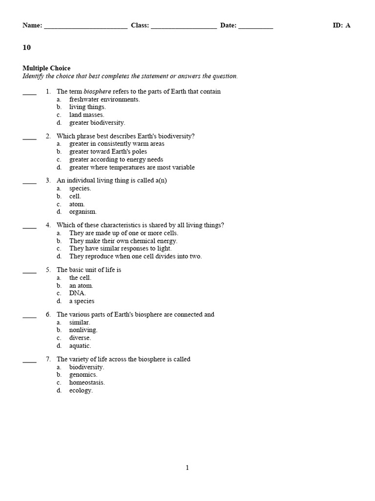 BIOLOGY Practice Worksheets G.10 | PDF | Cellular Respiration ...