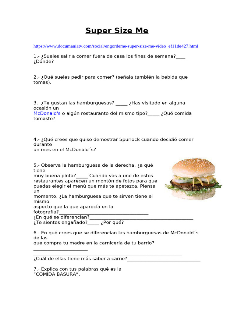 Cuestiones Super Size Me | PDF