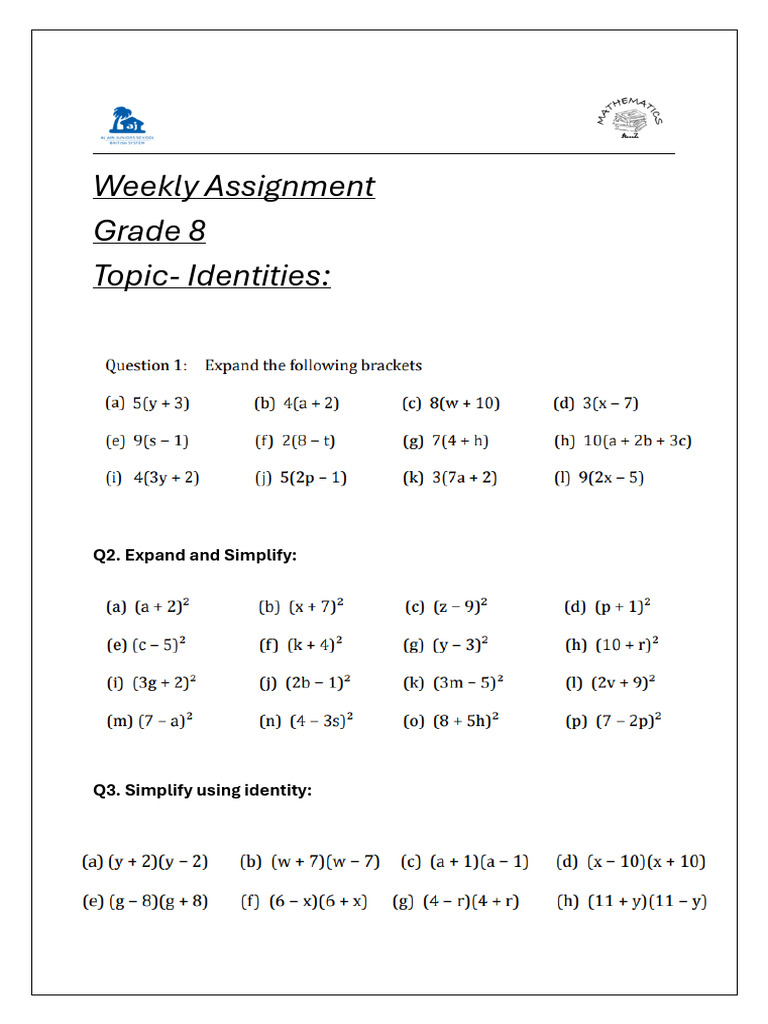 Weekly Assignment. G8 | PDF