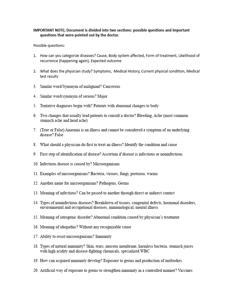 Reading Questions | PDF | Infection | Cough