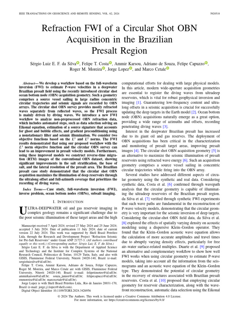 2024 - Refraction FWI of A Circular Shot OBN Acquisition in The Brazilian Presalt Region | PDF ...