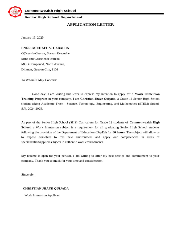 Application Letter (1) | PDF