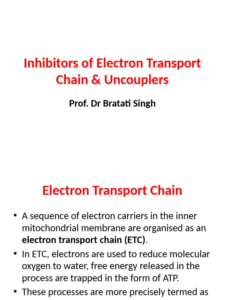 SDL 3 (Inhibitors of ETC & Uncouplers) | PDF | Electron Transport Chain | Adenosine Triphosphate