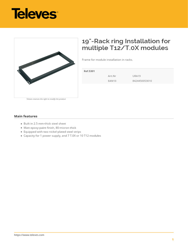 Televes 5301 Rack Installation Frame | PDF