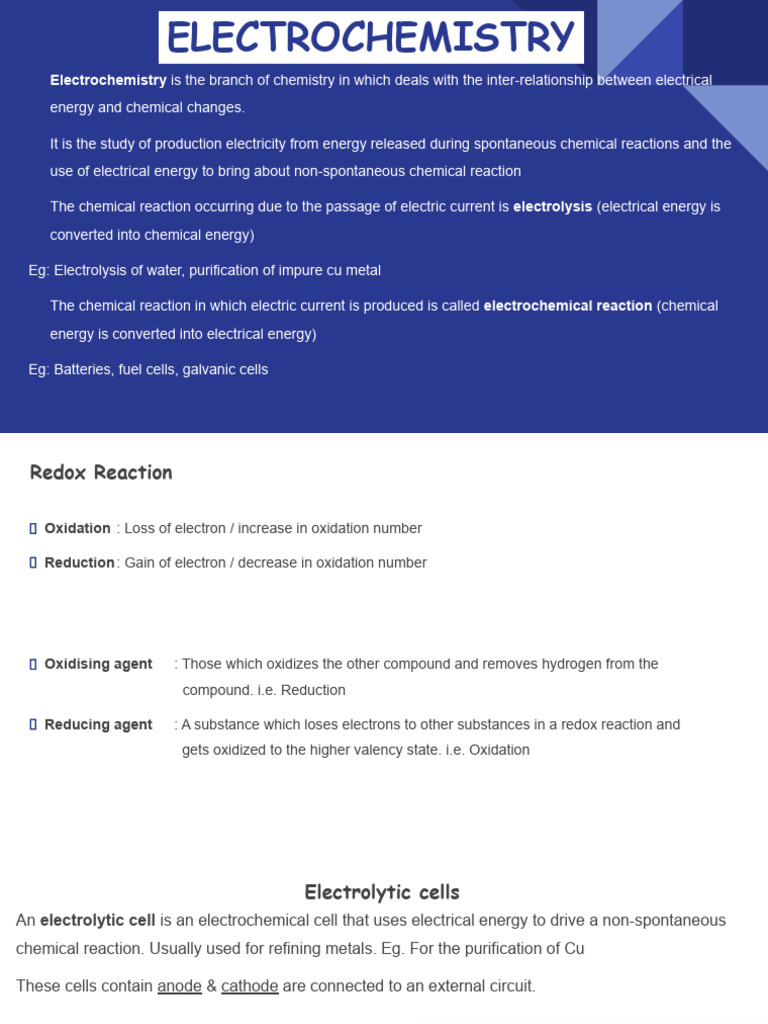 Electrochemistry Part 1 Notes | PDF | Electrochemistry | Redox