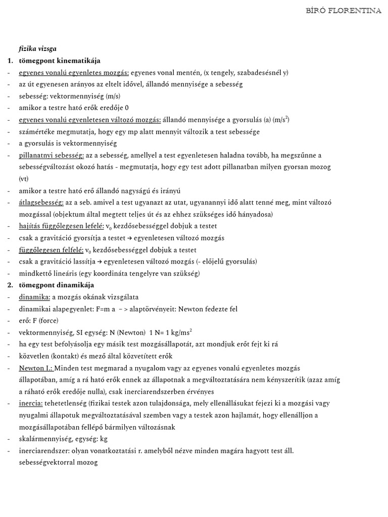 Biofizika Kidolgozott Tételek | PDF