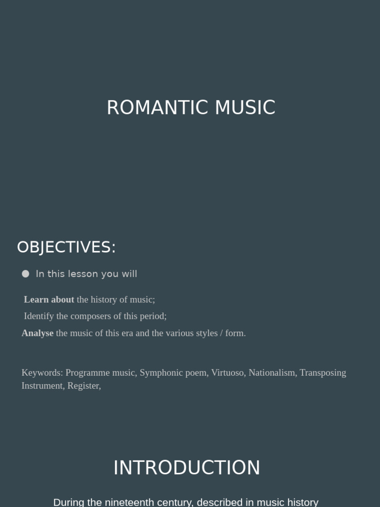 Romantic Music | PDF | Orchestras | Musical Instruments