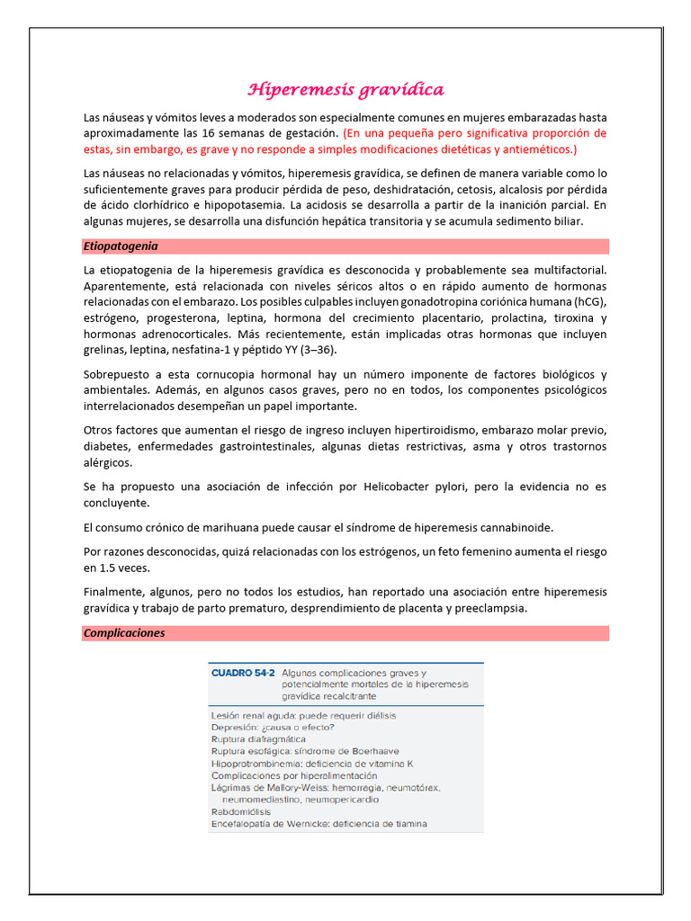 Hiperemesis Gravídica | PDF | Especialidades Medicas | Medicina CLINICA