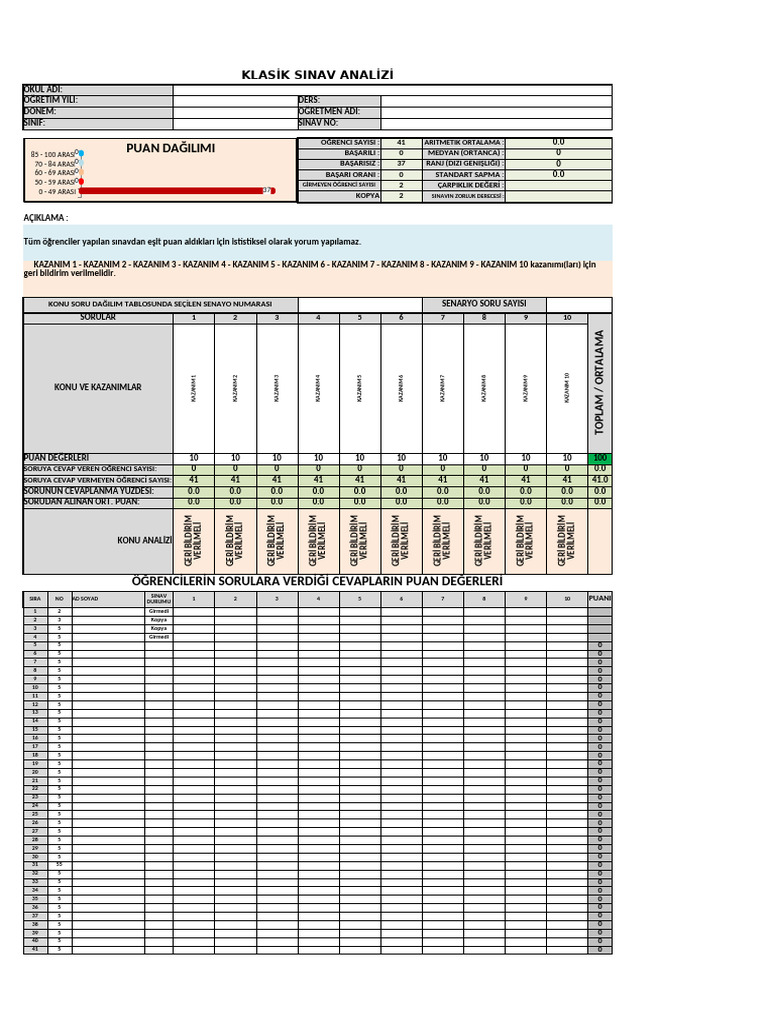 Ortak Yazili Sinav Analiz Programi | PDF
