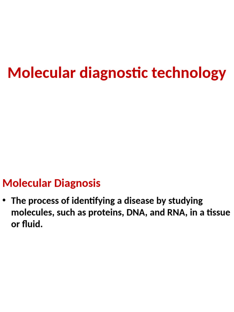 Molecular Diagnostic Technology | PDF | Polymerase Chain Reaction ...