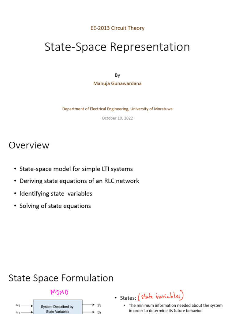 T2 State Space Representation Partially Annotated Pdf Eigenvalues And Eigenvectors Capacitor