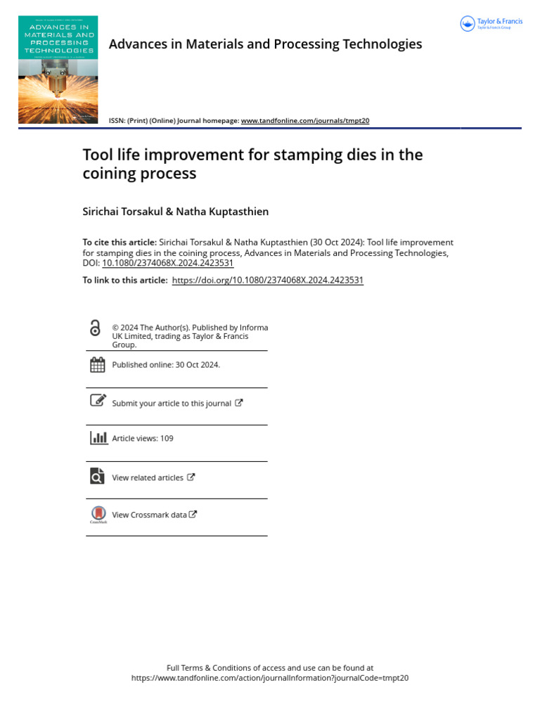 Tool life improvement for stamping dies in the coining process | PDF ...