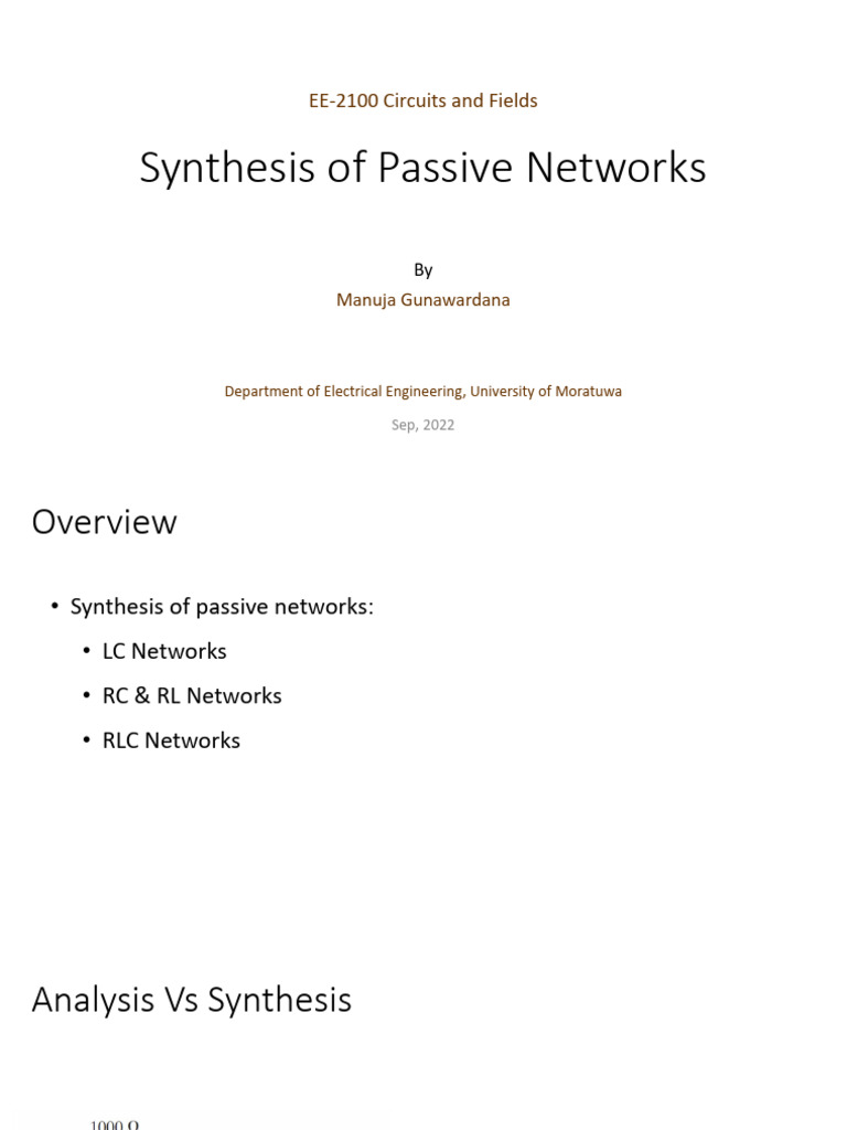 L2-Synthesis of Passive Networks | PDF | Electronic Circuits | Computer Engineering