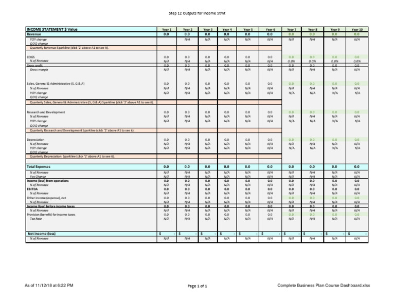 PDF Version of The STEP 12 Outputs For Income Statement Tab | PDF ...