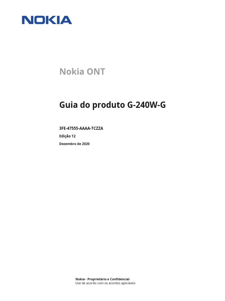 Guia do Produto Nokia G-240W-G | PDF | Rede de computadores | Segurança ...