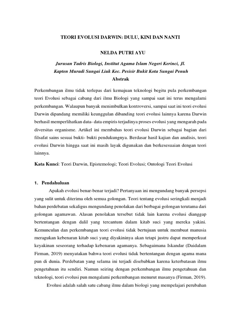 TEORI_EVOLUSI_DARWIN_DULU_KINI_DAN_NANTI | PDF