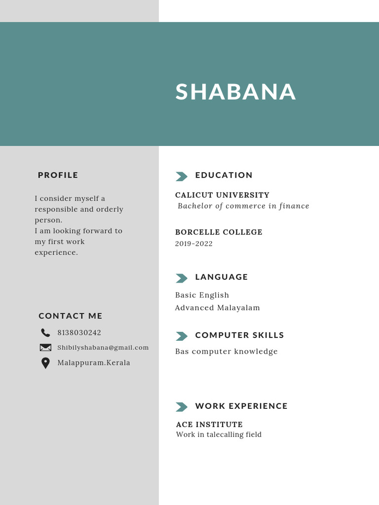 White and Green Simple Student CV Resume | PDF