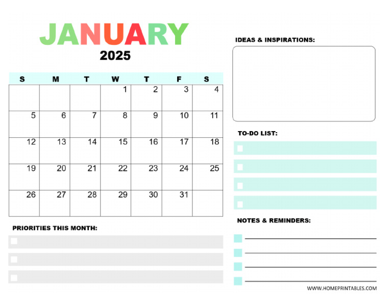 January Monthly Planner 2025 | PDF