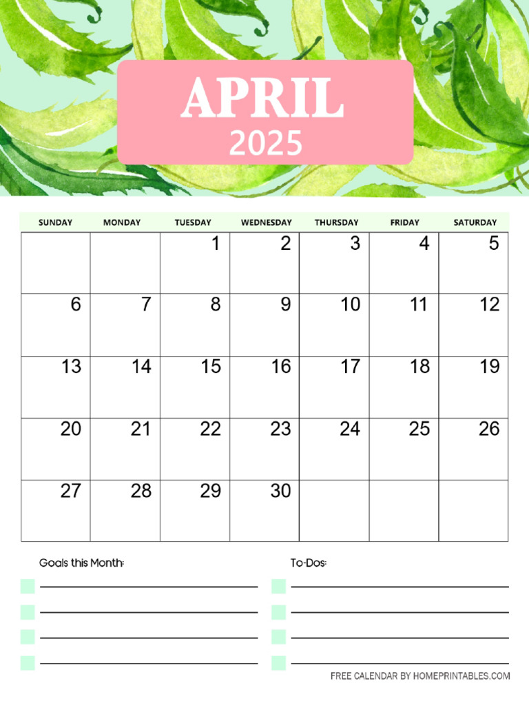 Cute April 2025 Calendar | PDF