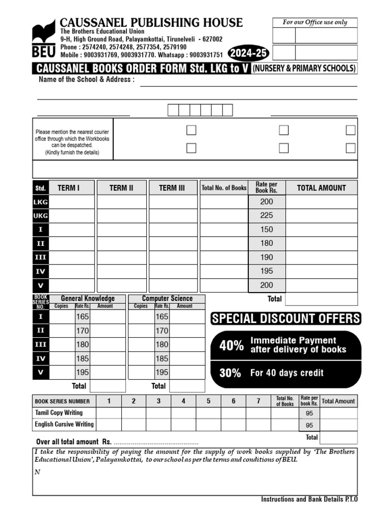 2024 School Book Order Form | PDF
