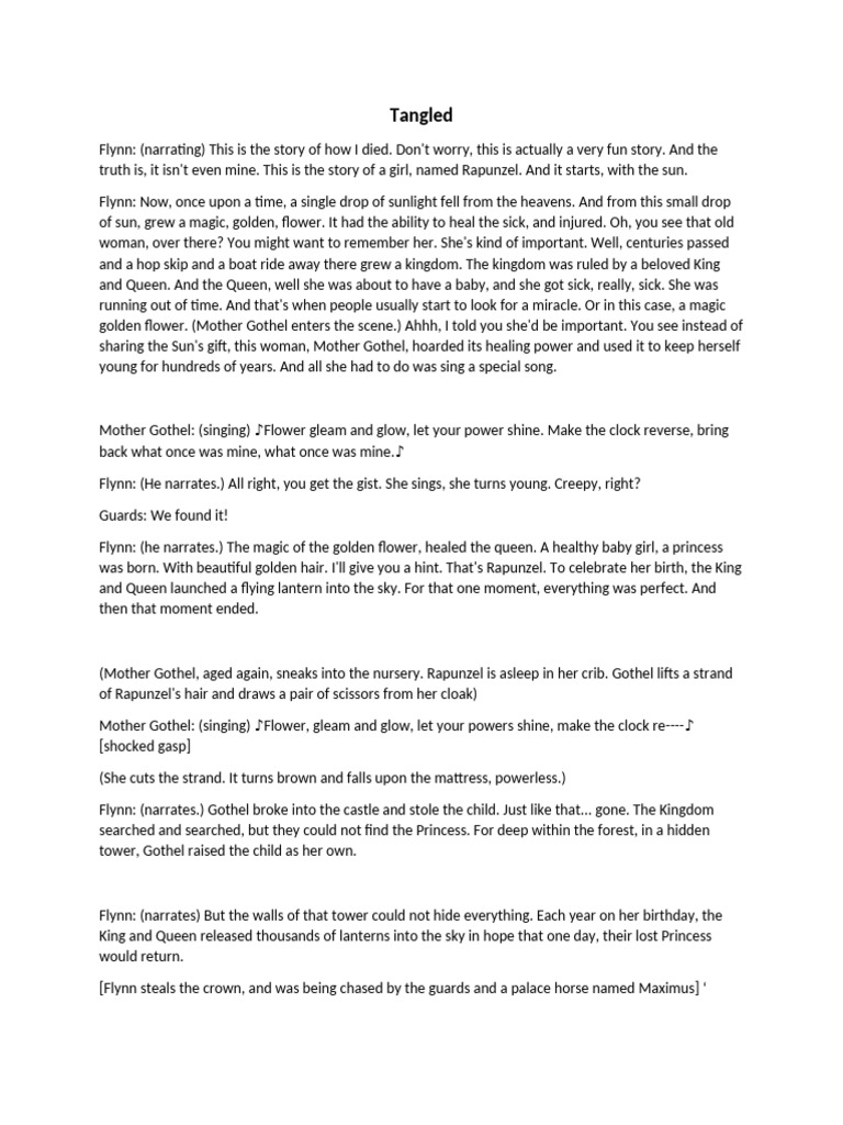 Eng Fest Tangled Script | PDF | Rapunzel