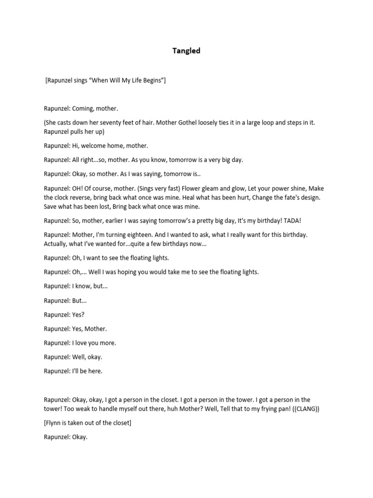 Eng Fest Tangled Script 2 | PDF