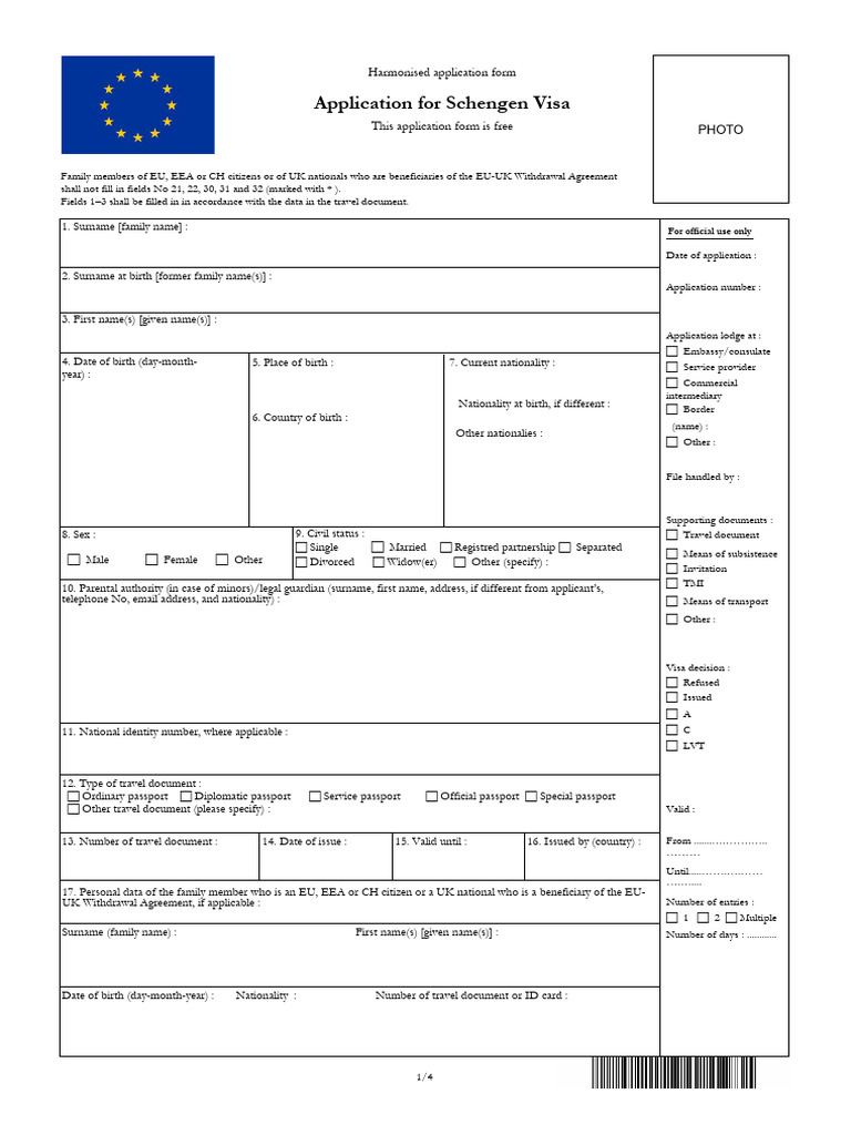 Schengen Visa Application Form Guide | PDF | Travel Visa