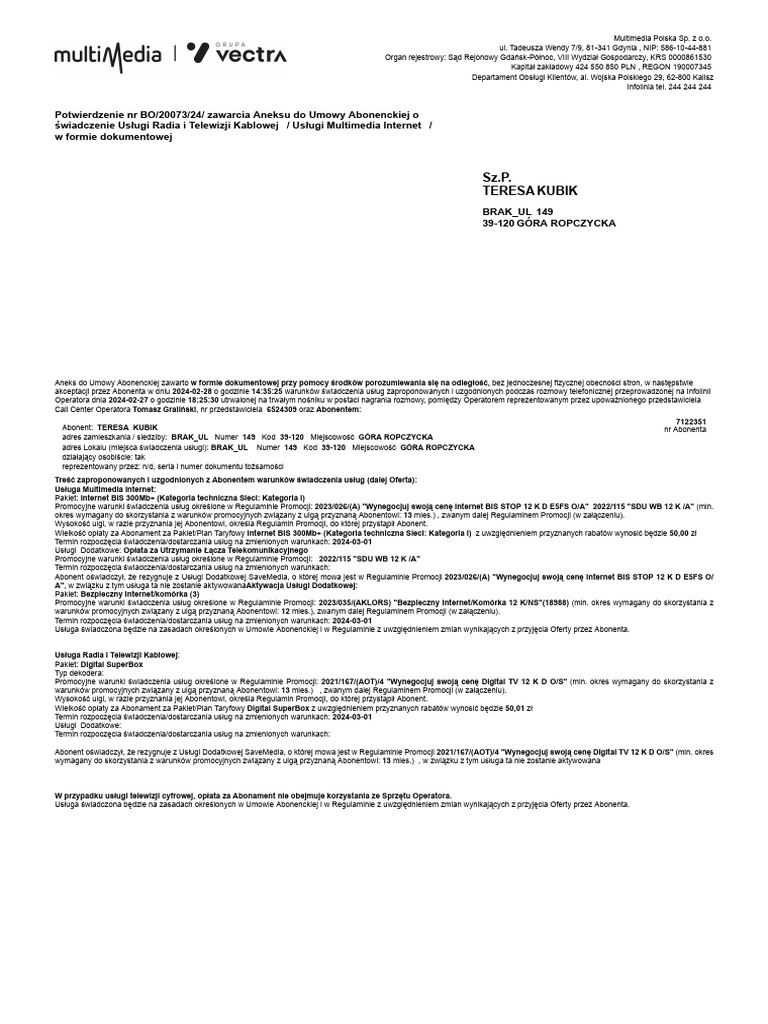 Regulaminy Umowa | PDF