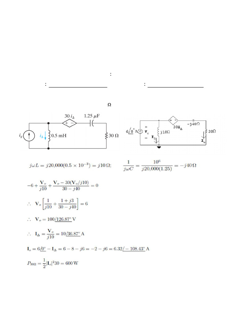電路學 1051 Final Solution | PDF | Inductance | Electrical Network