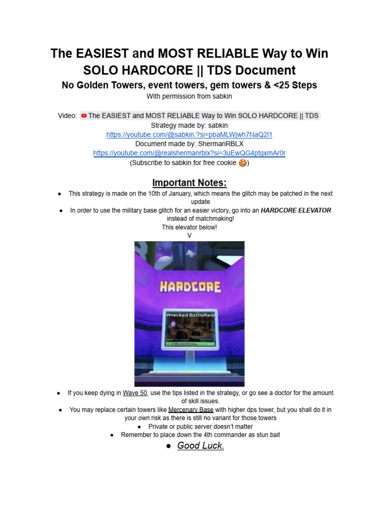 The EASIEST and MOST RELIABLE Way To Win SOLO HARDCORE - TDS Document | PDF