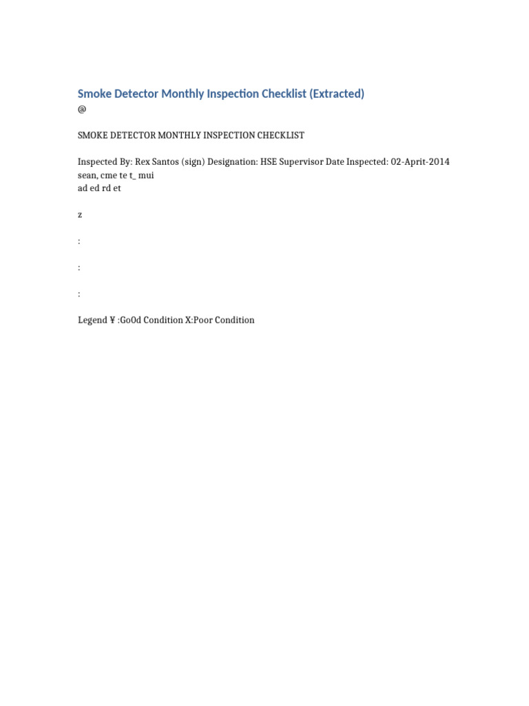 Smoke Detector Checklist | PDF