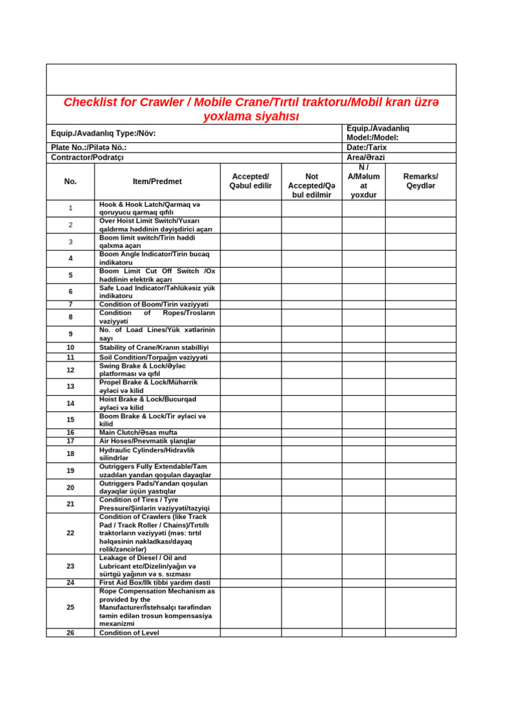 Crawler & Mobile Crane Docx - Aze | PDF