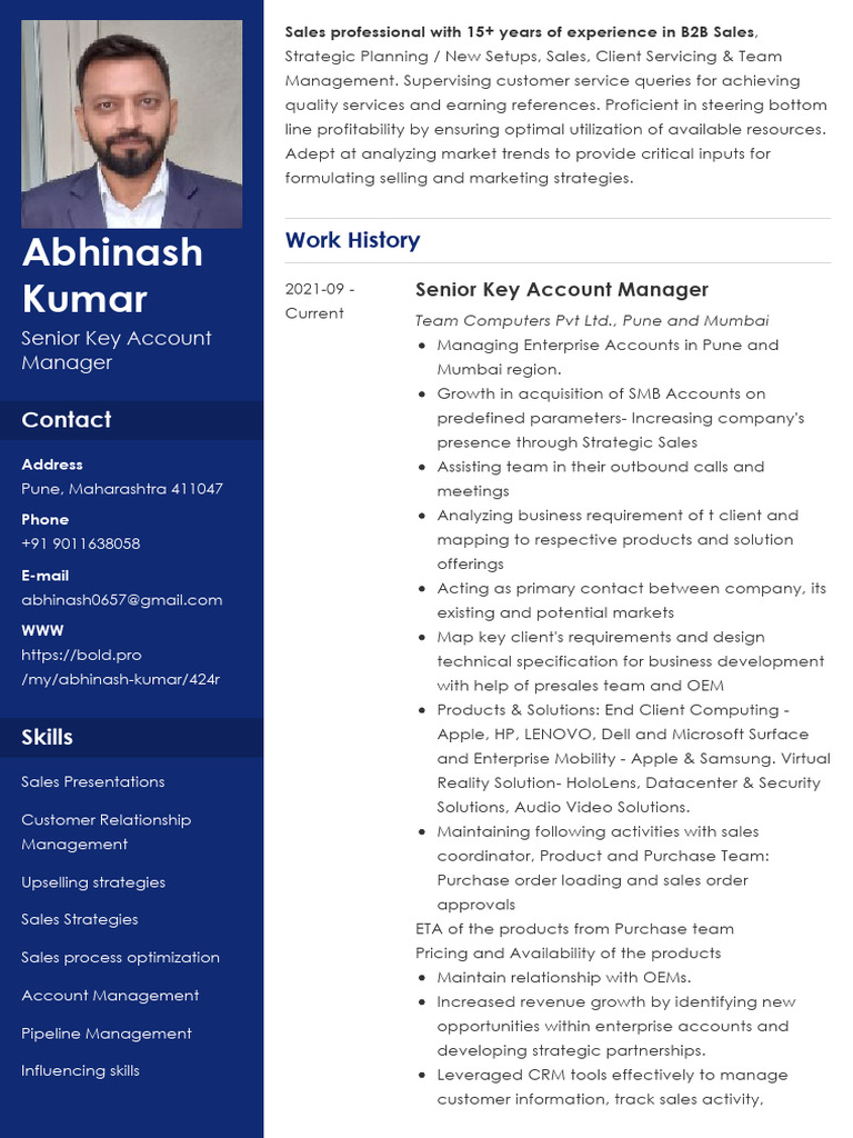 Naukri_AbhinashKumar[15y_0m] | PDF | Sales | Customer Relationship Management