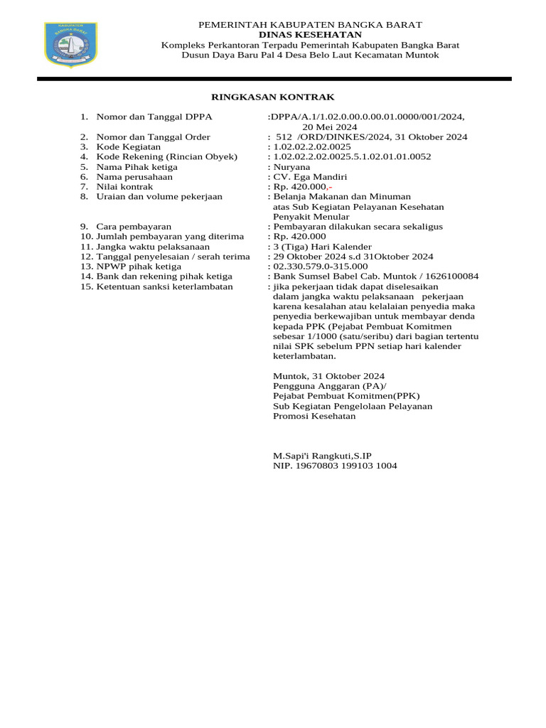 Ringkasan Kontrak USILA | PDF